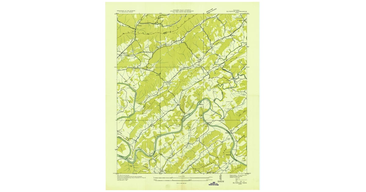 1935 Map of Elverton, Roane County, TN — High-Res | Pastmaps