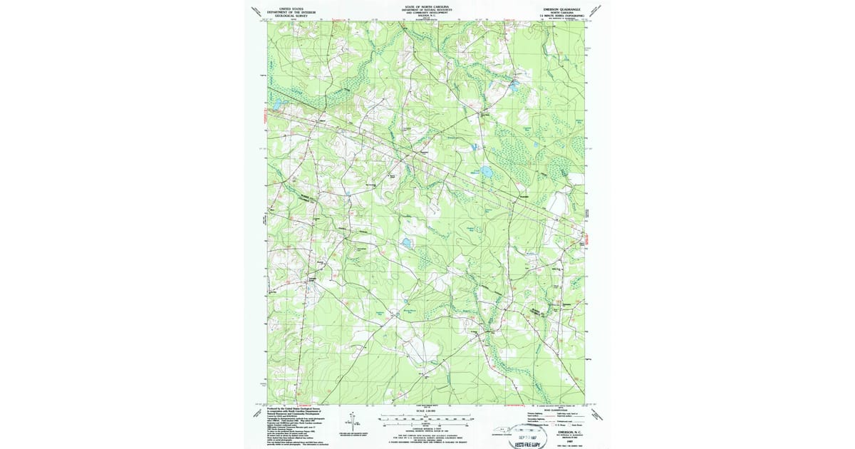 1987 Map of Emerson, Bladen County, NC — High-Res | Pastmaps