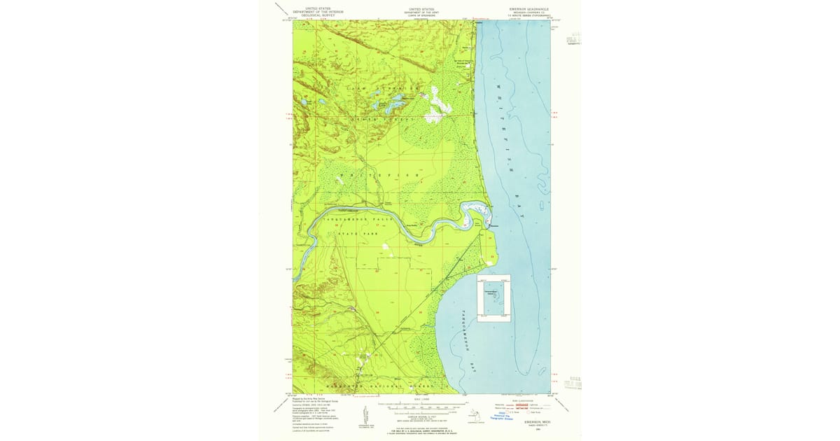 1951 Map of Emerson, Chippewa County, MI — High-Res | Pastmaps