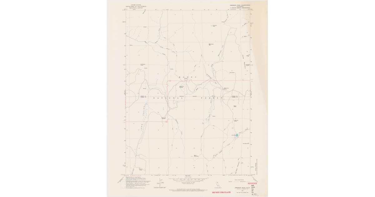 1962 Map of Emerson Peak, Modoc County, CA — High-Res, 1964 Print #2 ...