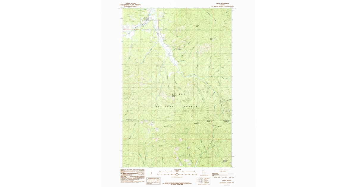 1985 Map of Emida, Benewah County, ID — High-Res | Pastmaps
