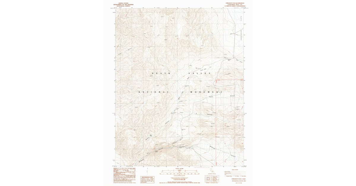 1988 Map of Emigrant Pass, Inyo County, CA — High-Res | Pastmaps