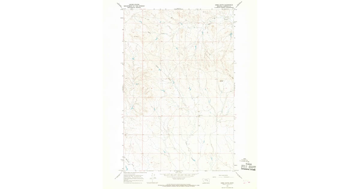 1965 Map of Emma Butte, Garfield County, MT — High-Res | Pastmaps