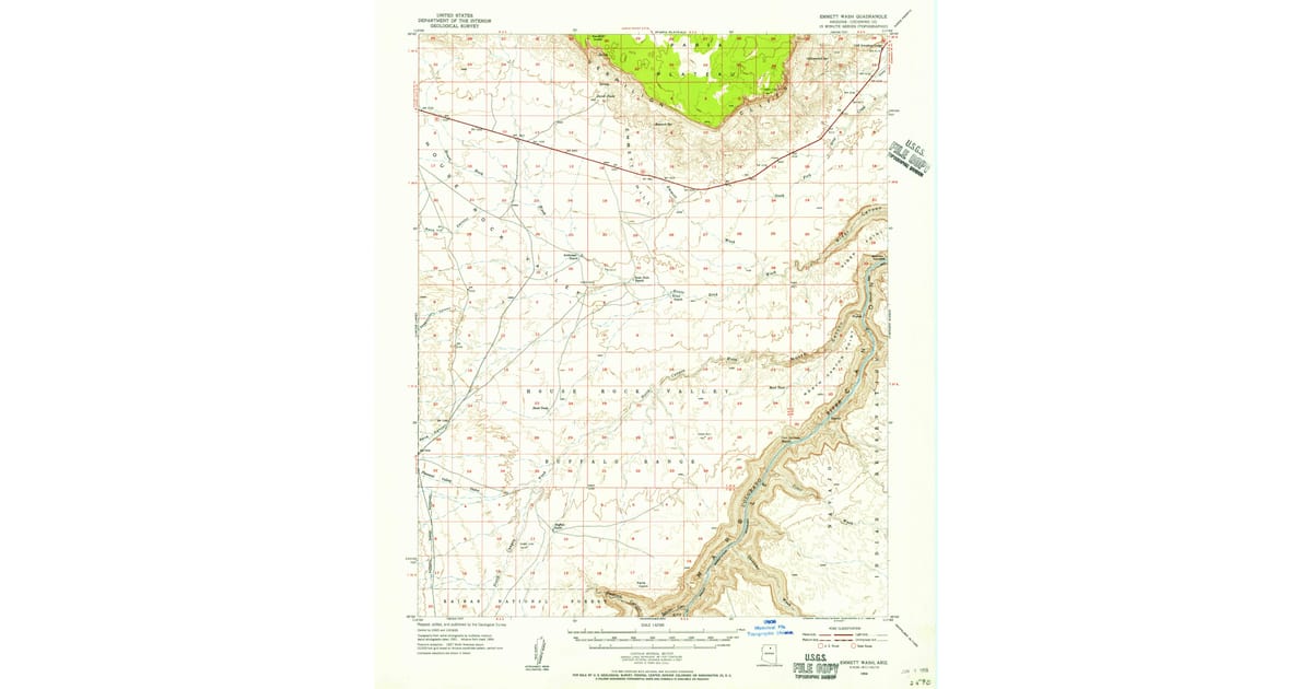 1954 Map of Emmett Wash, Coconino County, AZ — High-Res | Pastmaps