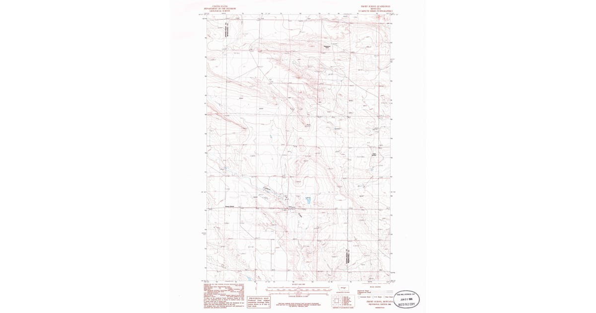 1986 Map of Emory School, Musselshell County, MT — High-Res | Pastmaps