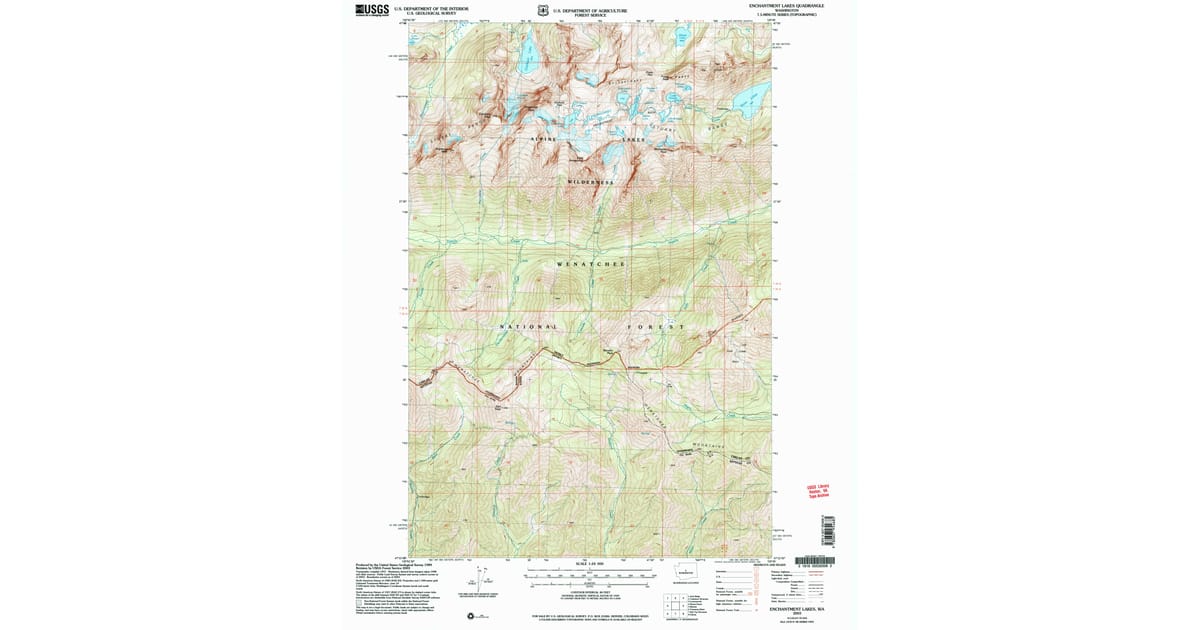 2003 Map of Enchantment Lakes, Chelan County, WA — High-Res | Pastmaps