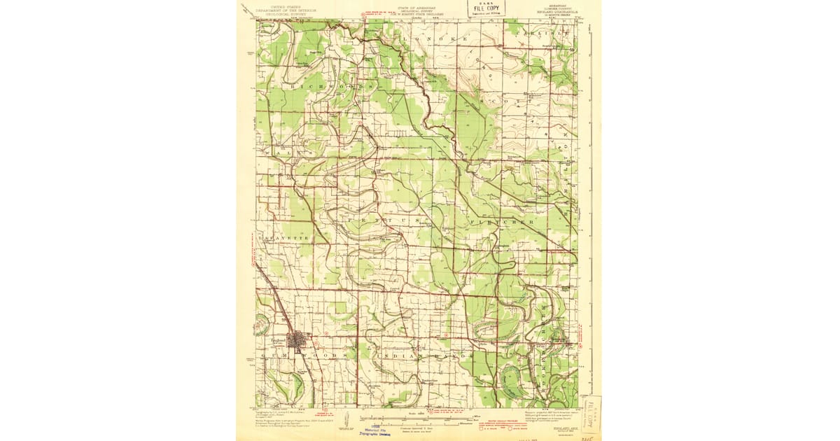 1943 Map of England, AR — High-Res | Pastmaps