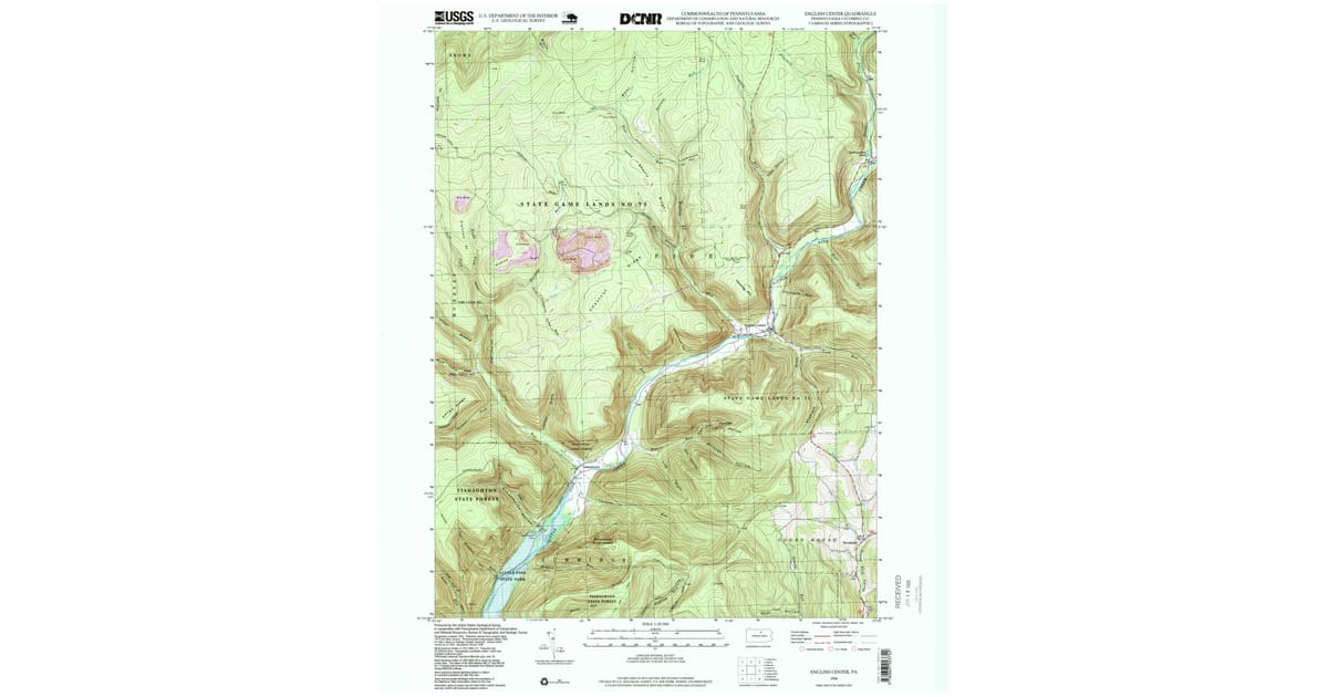 1994 Map of English Center, Lycoming County, PA — High-Res | Pastmaps