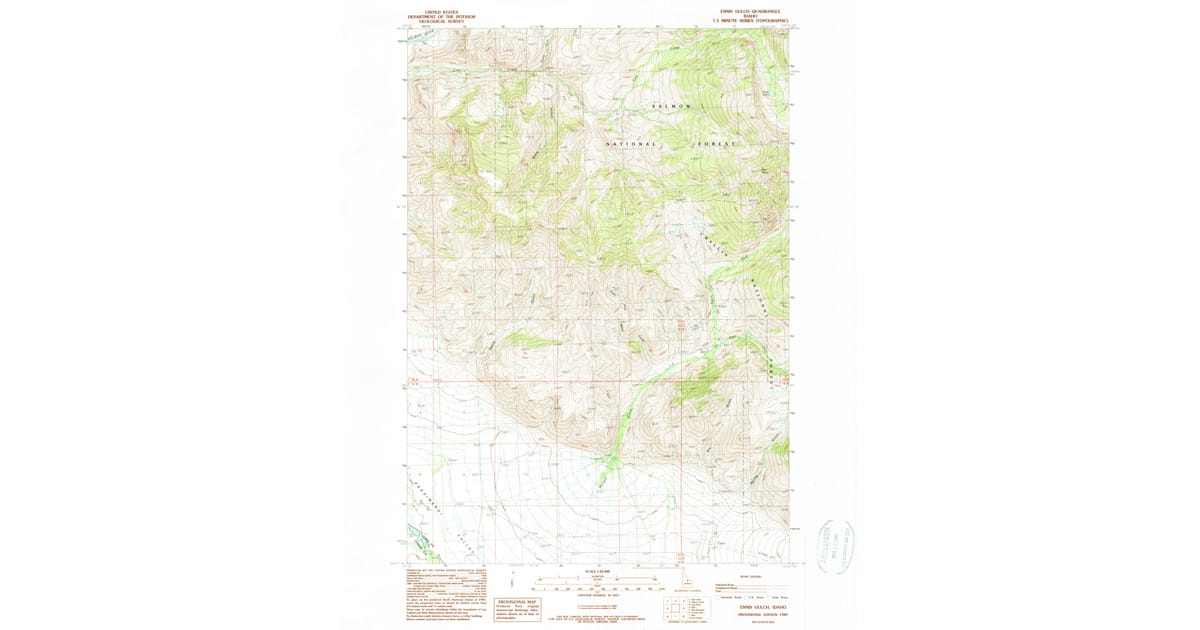 1989 Map of Ennis Gulch, Lemhi County, ID — High-Res | Pastmaps