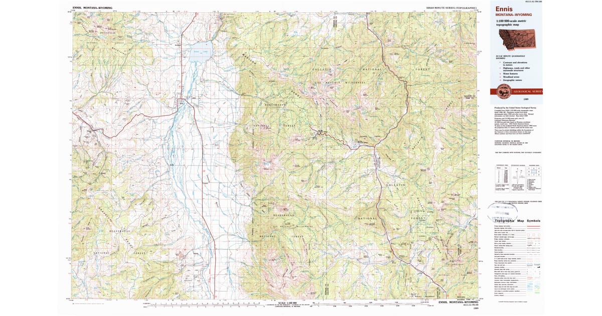 1989 Map of Ennis, MT — High-Res | Pastmaps
