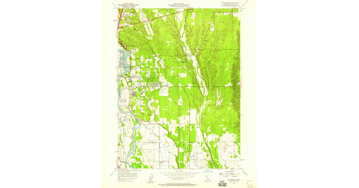 1957 Map of Enterprise, Shasta County, CA — High-Res | Pastmaps