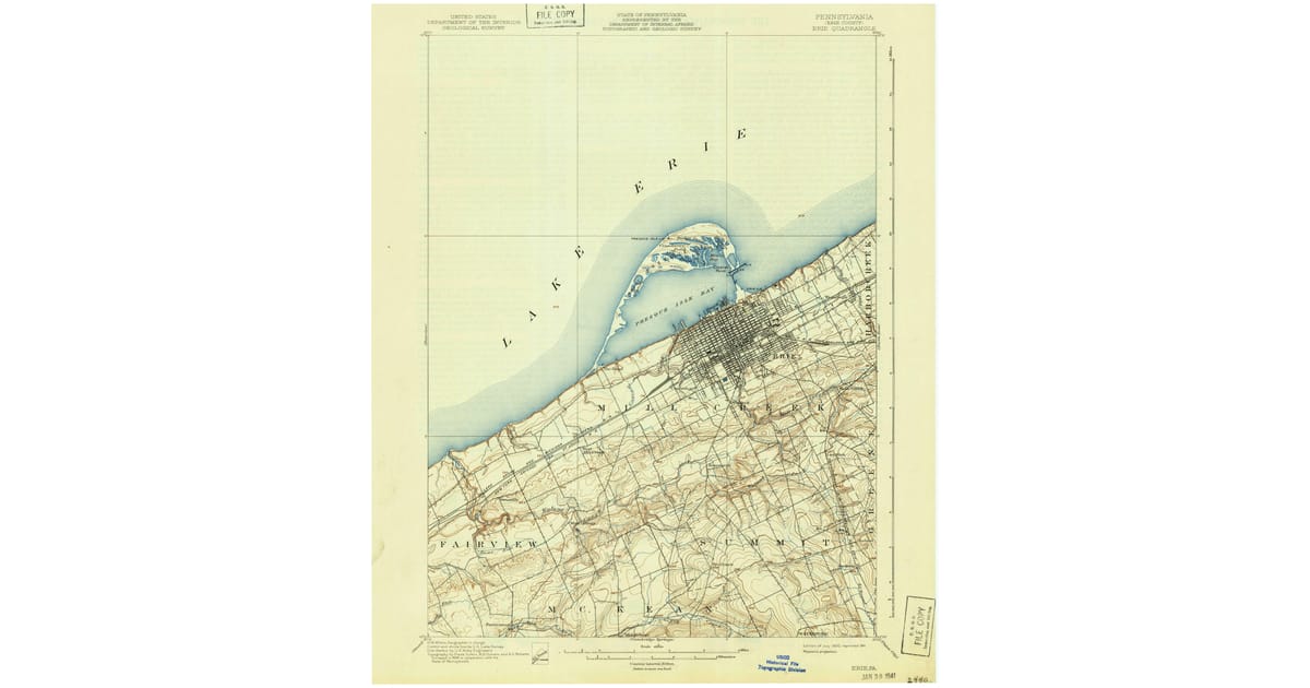 1900 Map of Erie, PA — High-Res, 1941 Print | Pastmaps