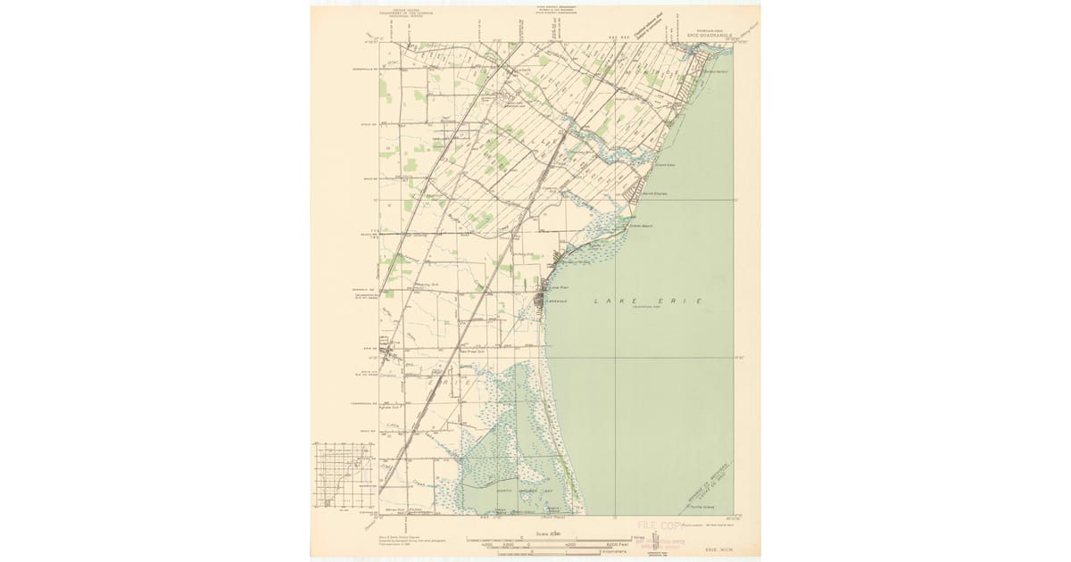 1936 Map of Erie, Monroe County, MI — High-Res | Pastmaps