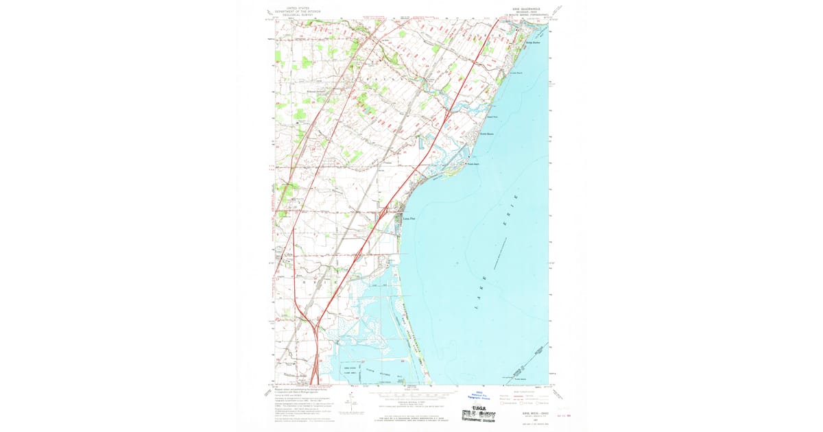1967 Map of Erie, Monroe County, MI — High-Res | Pastmaps