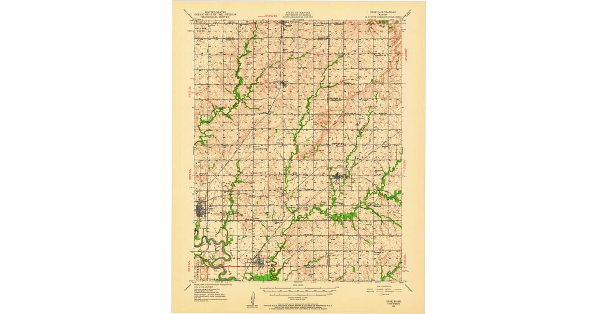1948 Map of Erie, KS — High-Res | Pastmaps