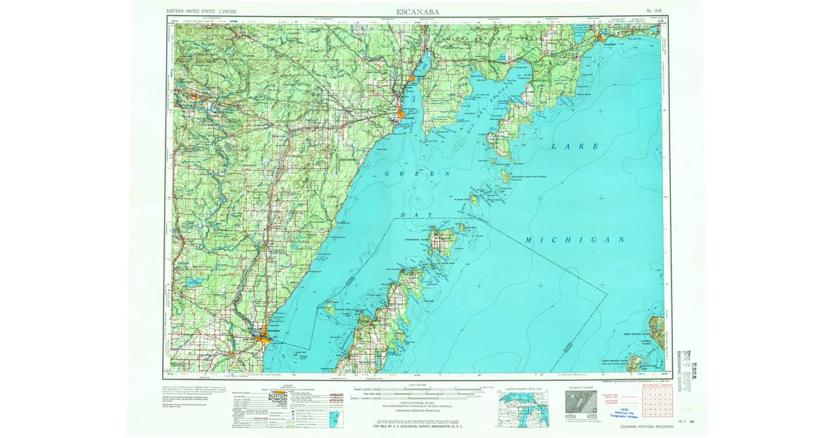 1958 Map of Escanaba, MI — High-Res | Pastmaps