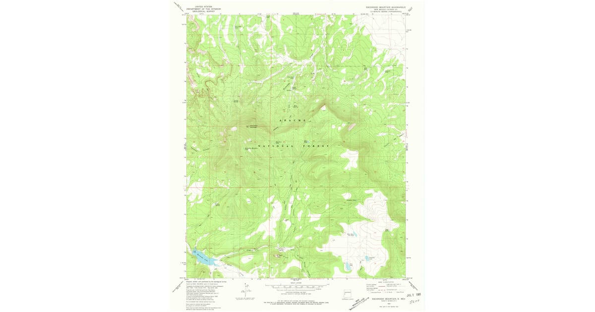 1981 Map of Escondido Mountain, Catron County, NM — High-Res | Pastmaps