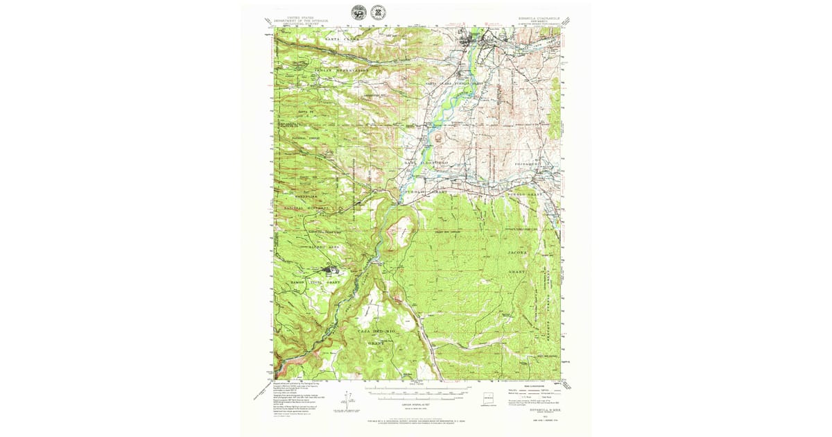 1953 Map of Espanola, Santa Fe County, NM — High-Res, 1966 Print #2 ...