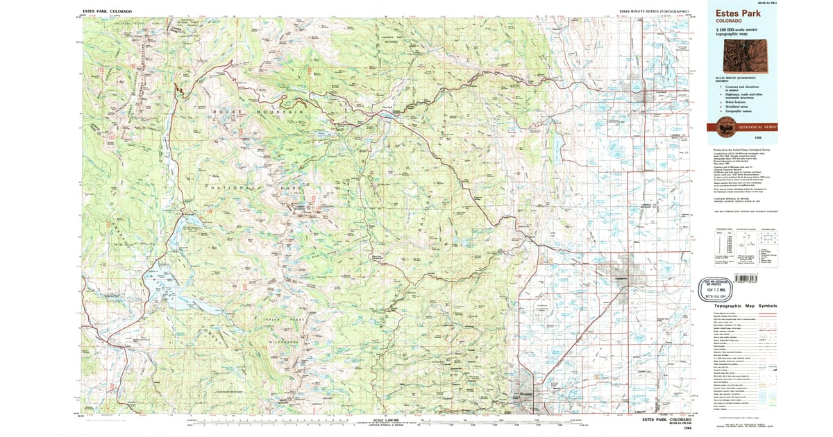 1984 Map of Estes Park, CO — High-Res, 1984 Print #2 | Pastmaps