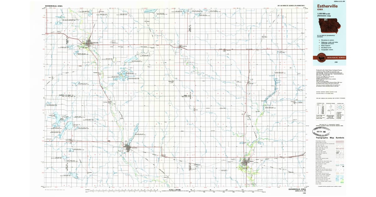 1985 Map of Estherville, IA — High-Res | Pastmaps