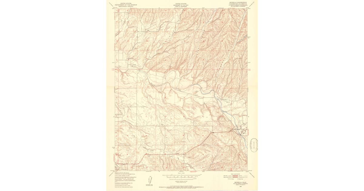 1948 Map of Estrella, San Luis Obispo County, CA — High-Res, 1952 Print ...