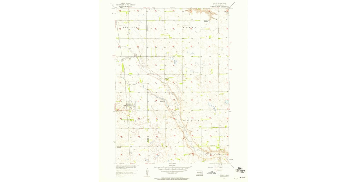 1957 Map of Ethan, SD — High-Res | Pastmaps