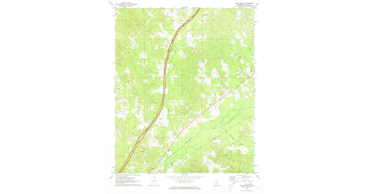 1972 Map of Ethel North, Attala County, MS — High-Res | Pastmaps