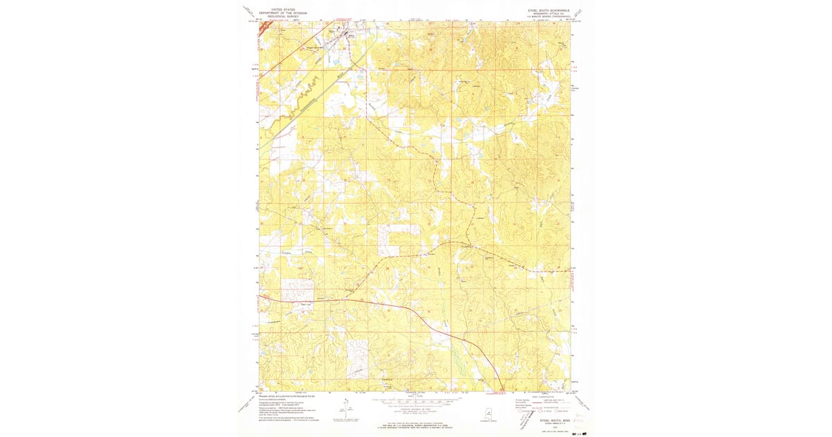 1972 Map of Ethel South, Attala County, MS — High-Res | Pastmaps