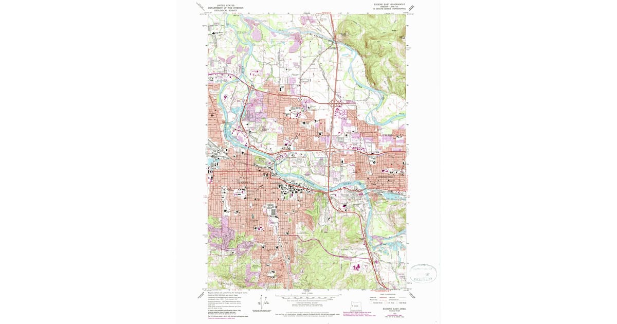 1967 Map of Eugene East, Lane County, OR — High-Res | Pastmaps
