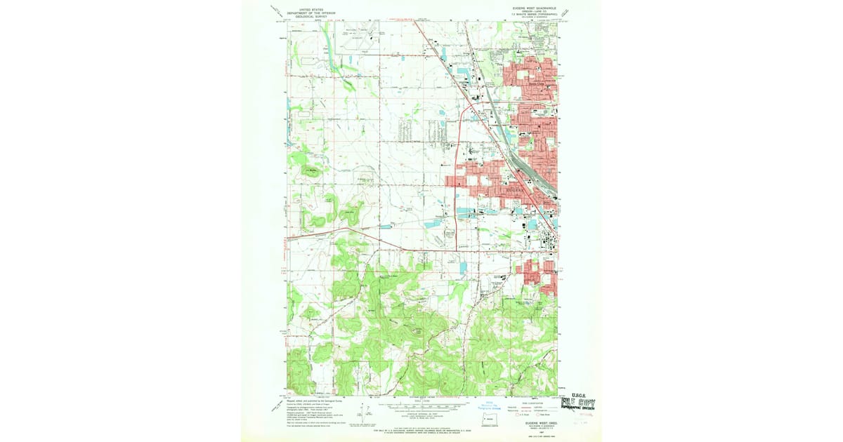 1967 Map of Eugene West, Lane County, OR — High-Res | Pastmaps