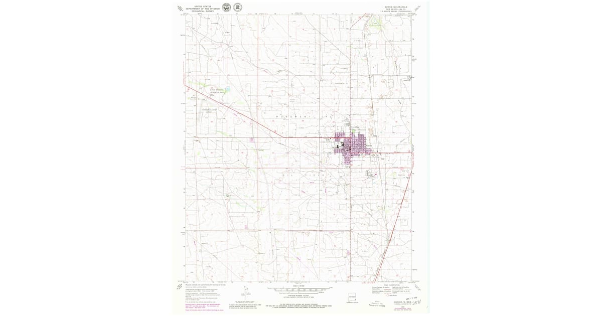 1969 Map of Eunice, NM — High-Res, 1980 Print | Pastmaps