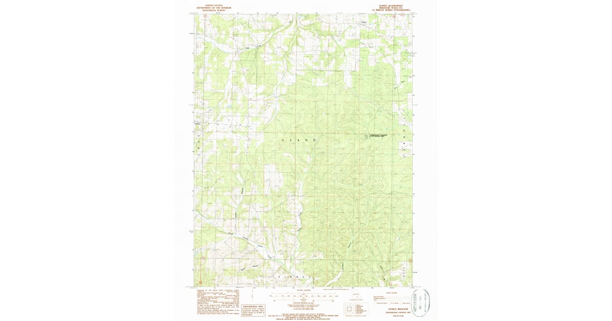 1987 Map of Eunice, Texas County, MO — High-Res | Pastmaps