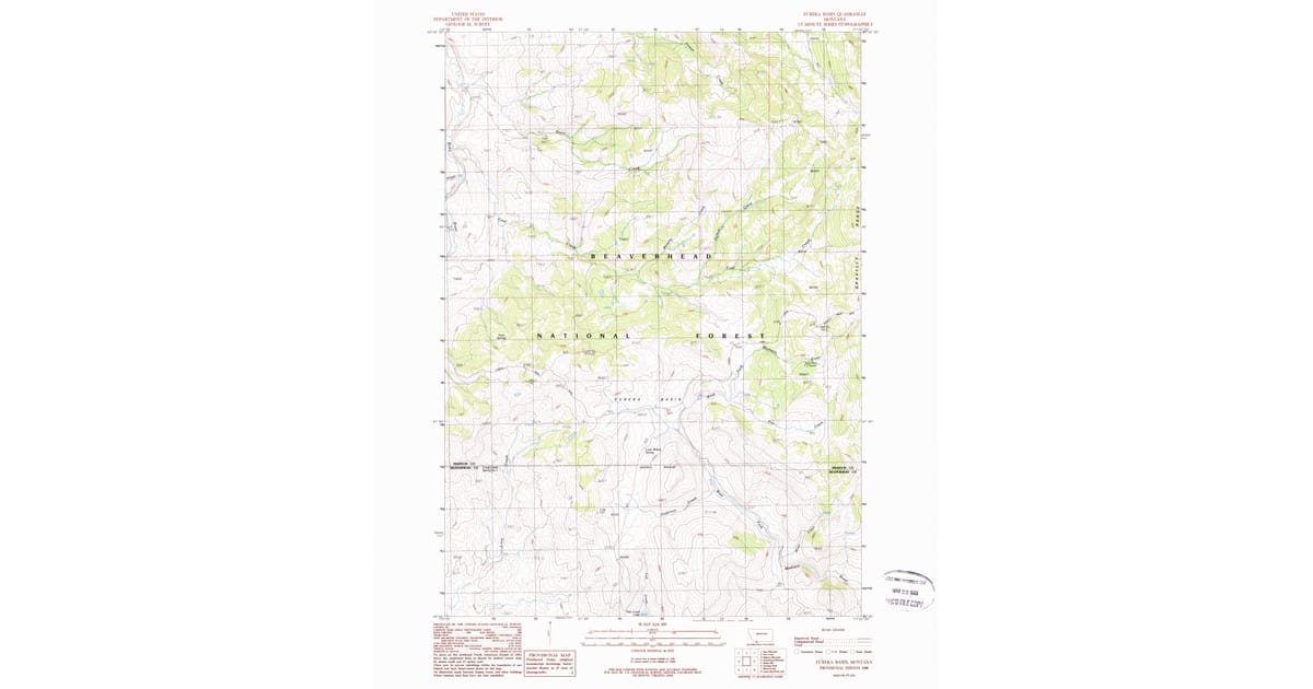 1988 Map of Eureka Basin, Madison County, MT — High-Res | Pastmaps