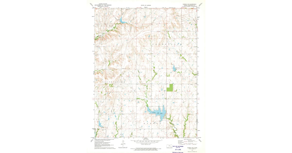 1971 Map of Eureka NE, Greenwood County, KS — High-Res | Pastmaps