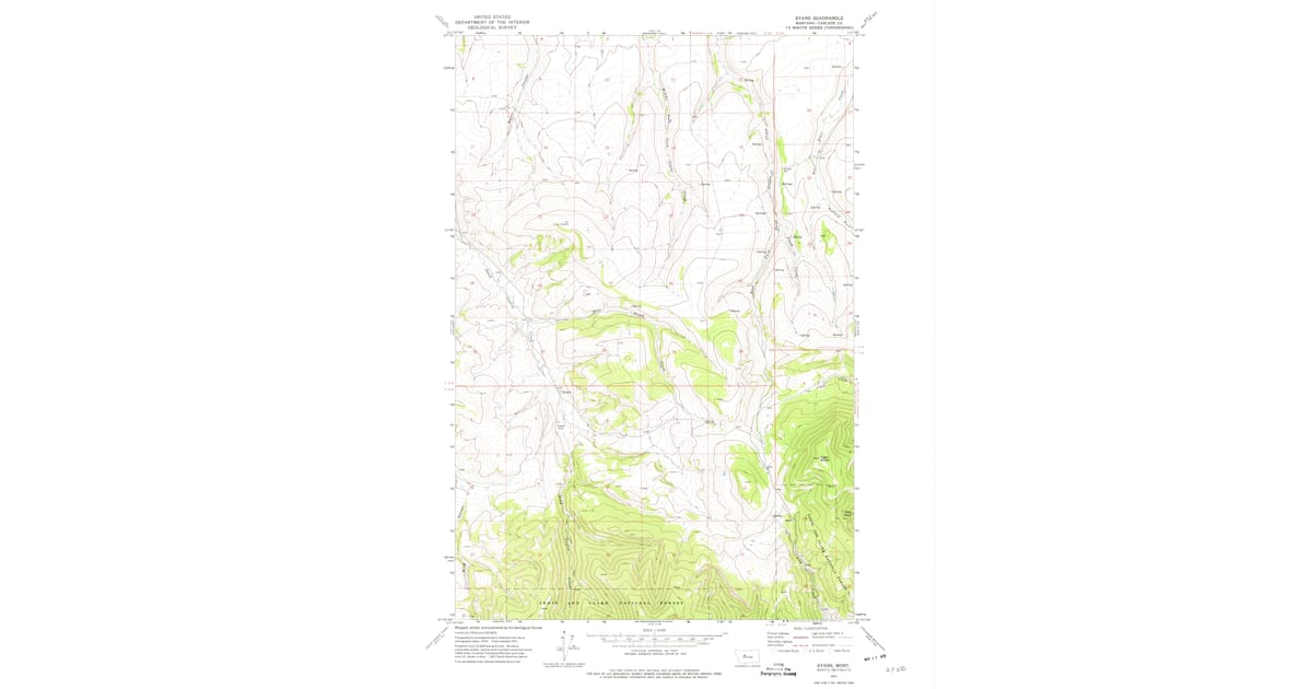 1971 Map of Evans, Cascade County, MT — High-Res | Pastmaps