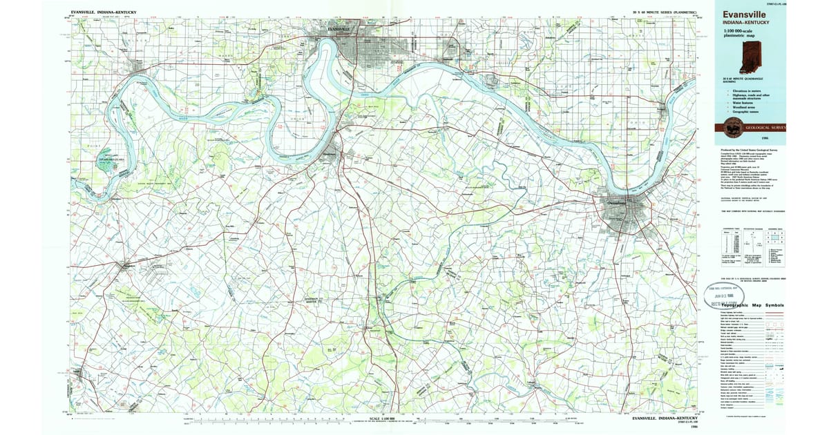 1986 Map of Evansville, IN — High-Res | Pastmaps