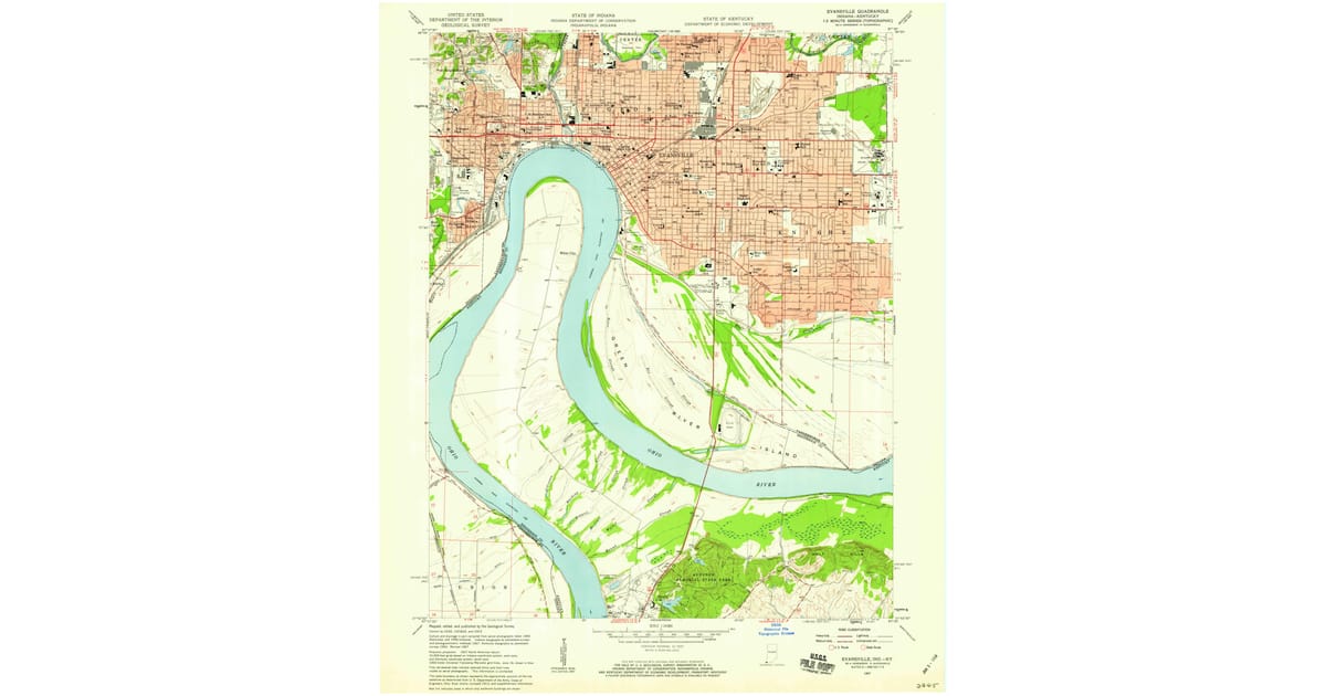 1957 Map of Evansville, IN — High-Res | Pastmaps
