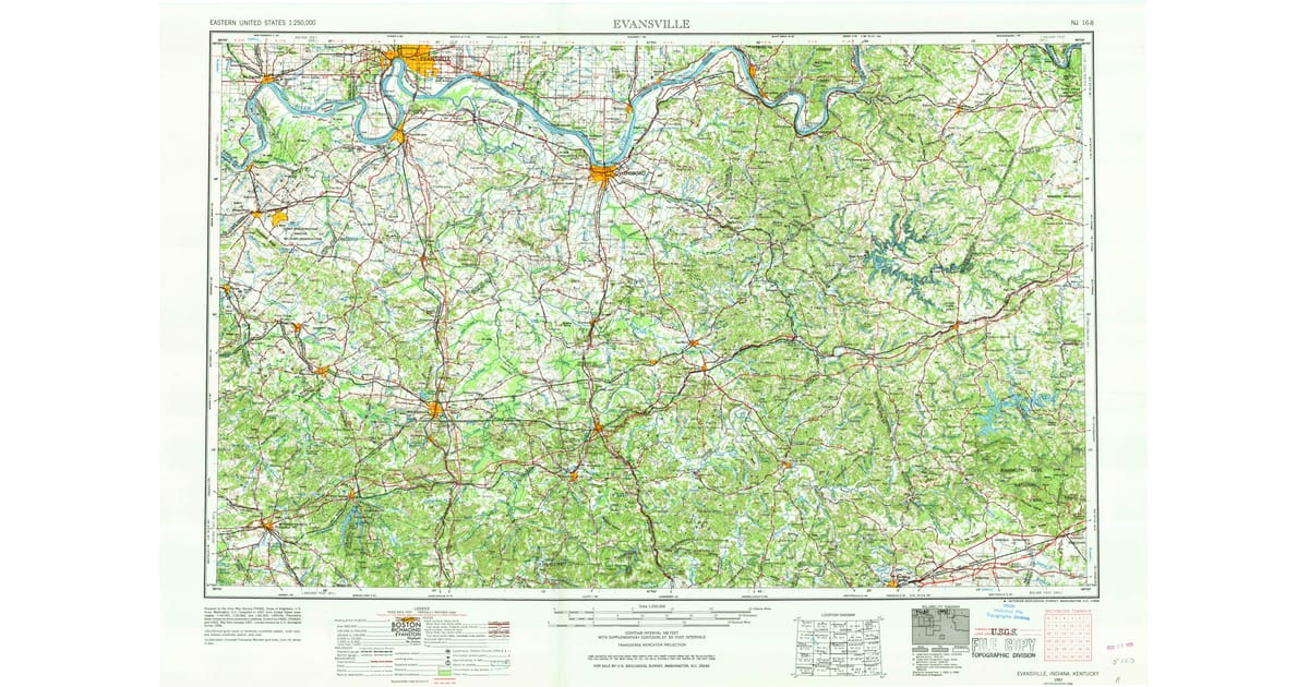 1957 Map of Evansville, IN — High-Res | Pastmaps