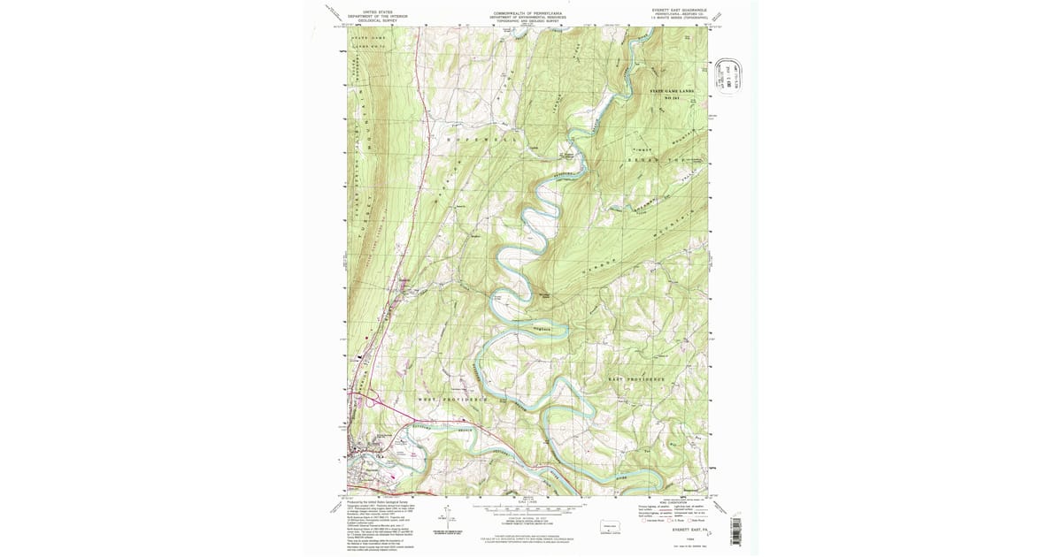 1994 Map of Everett East, Bedford County, PA — High-Res | Pastmaps
