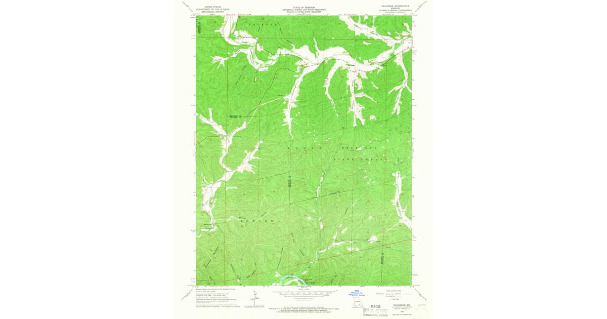 1965 Map of Exchange, Reynolds County, MO — High-Res | Pastmaps
