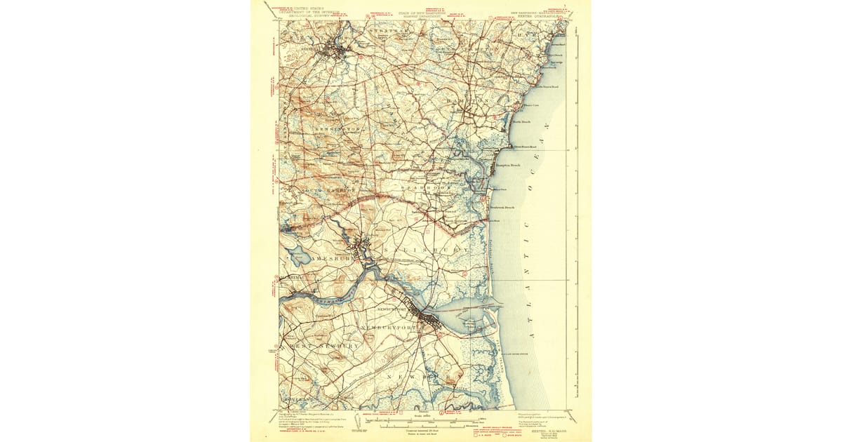 1934 Map of Exeter, Rockingham County, NH — High-Res, 1943 Print | Pastmaps