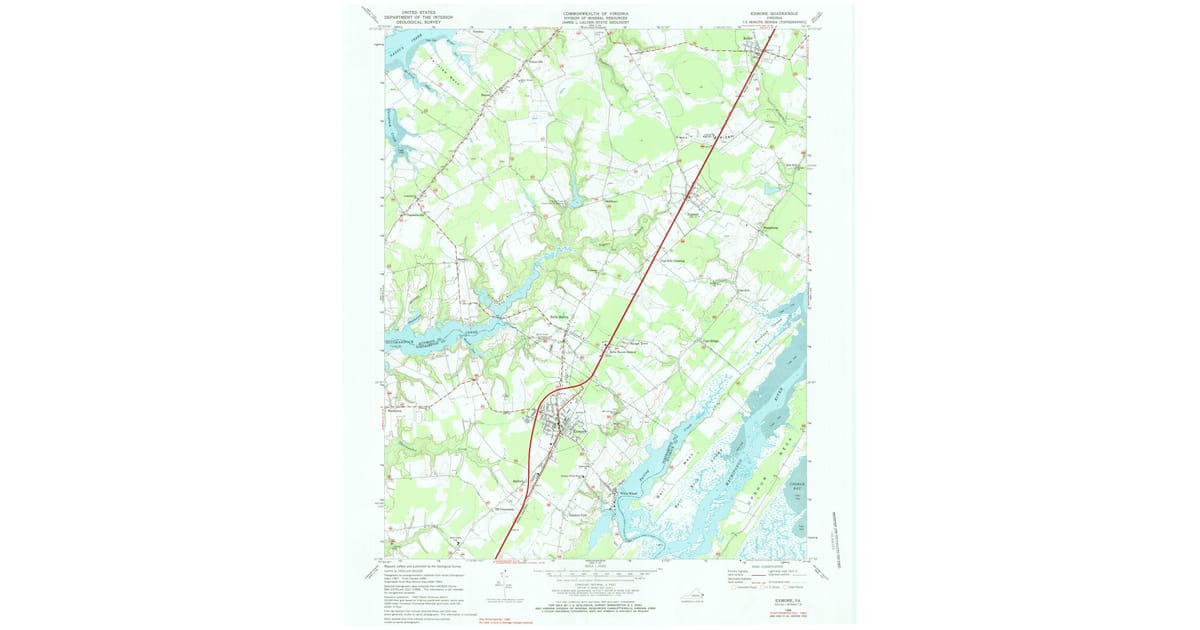 1968 Map of Exmore, VA — High-Res, 1984 Print | Pastmaps