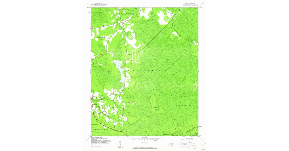 1943 Map of Exum, Brunswick County, NC — High-Res | Pastmaps