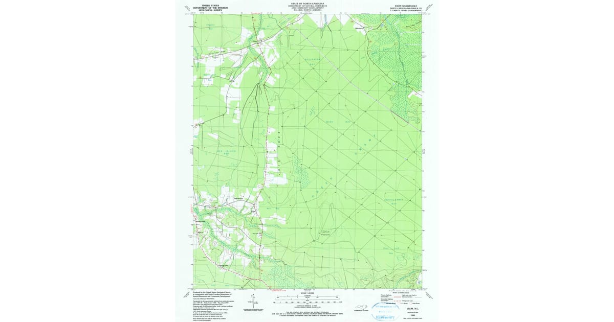 1990 Map of Exum, Brunswick County, NC — High-Res | Pastmaps
