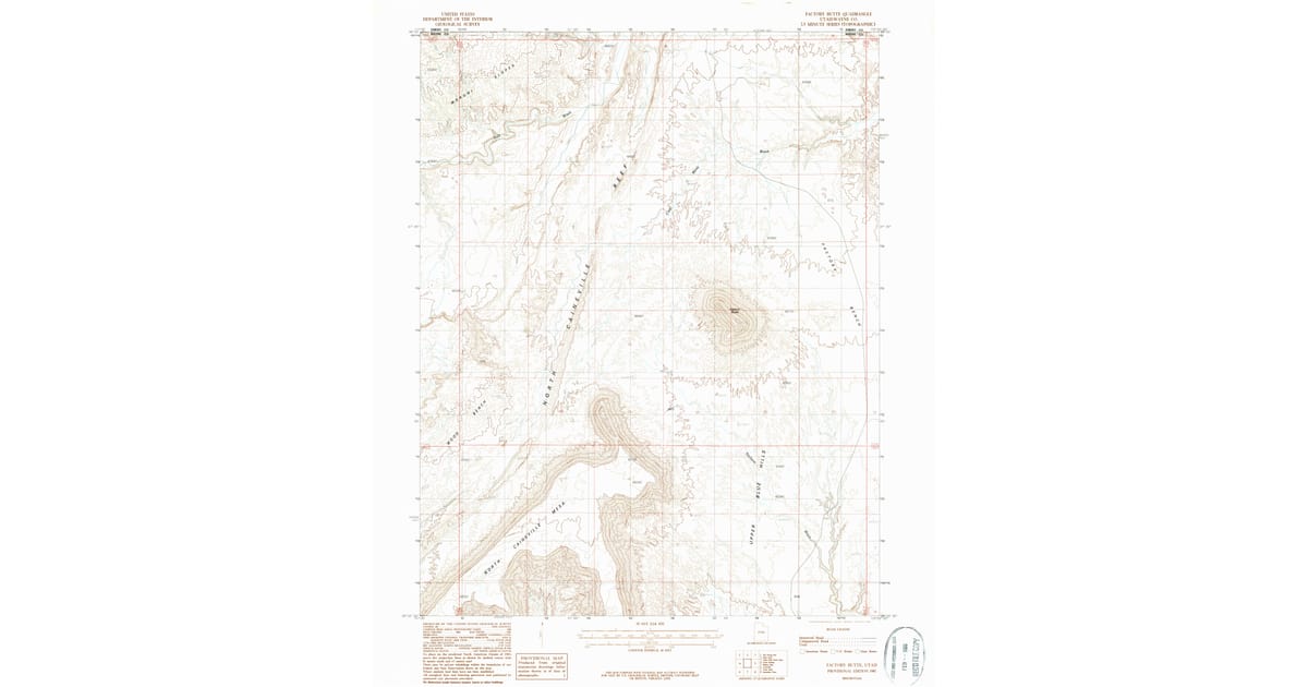 1987 Map of Factory Butte, Wayne County, UT — High-Res | Pastmaps