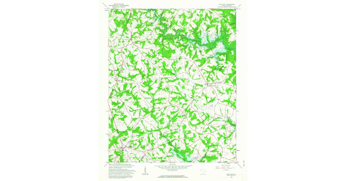 1958 Map of Fair Play, SC — High-Res | Pastmaps