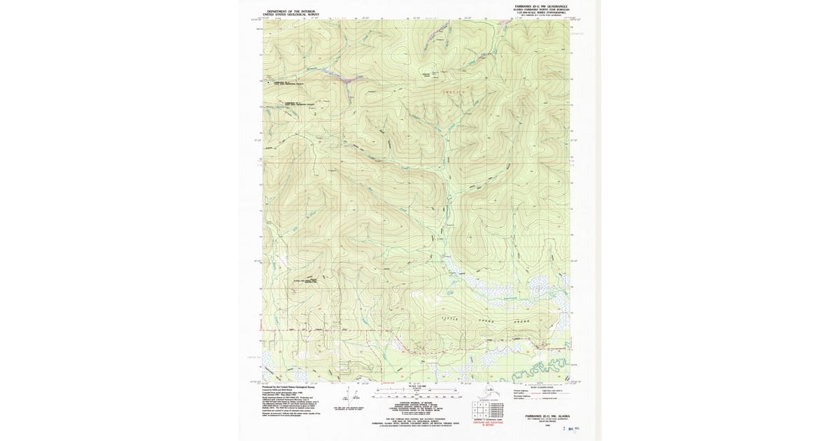 1992 Map of Fairbanks D-1 NW, Fairbanks North Star Borough, AK — High ...