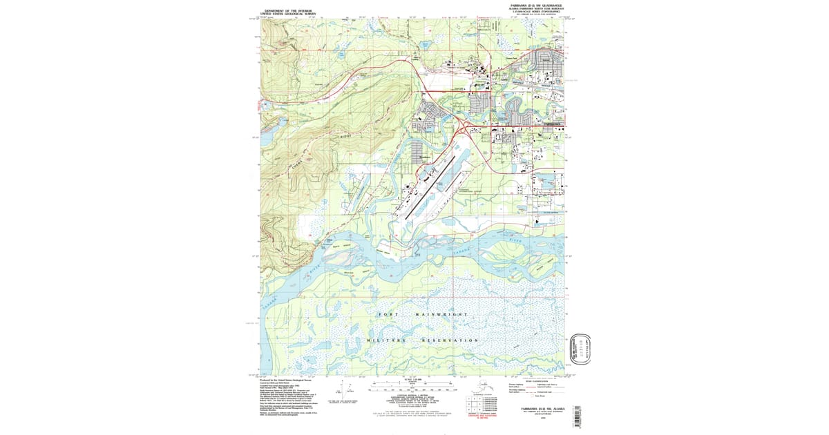 1992 Map of Fairbanks D-2 SW, Fairbanks North Star Borough, AK — High ...