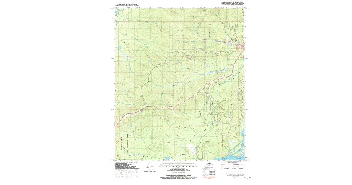 1992 Map of Fairbanks D-3 SE, Fairbanks North Star Borough, AK — High ...