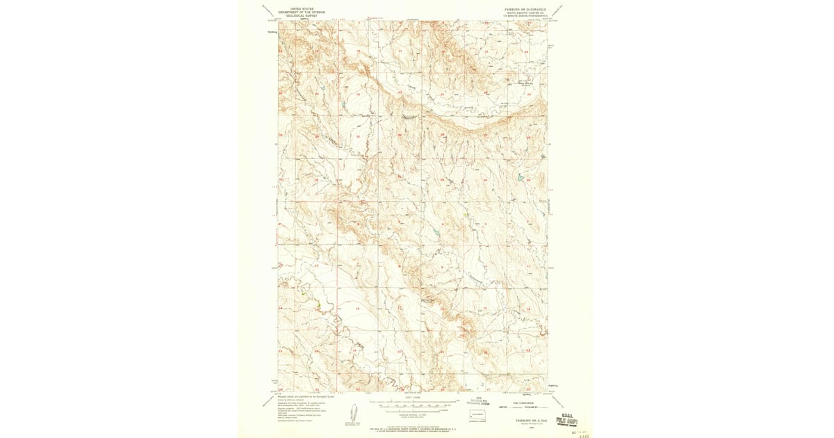 1957 Map of Fairburn SW, Custer County, SD — High-Res | Pastmaps